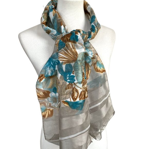 Macy's | Accessories | Vintage Macys Scarf Rectangular Floral Striped ...